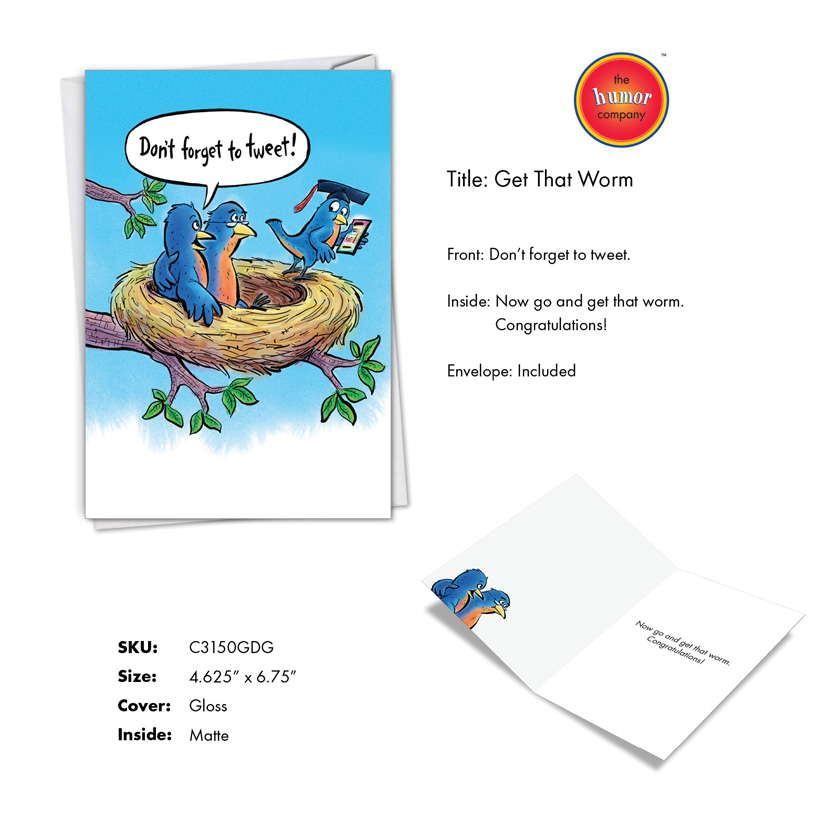 Get That Worm: Hilarious Graduation Printed Greeting Card