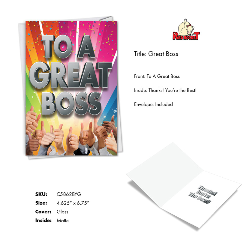 Great Boss: Hysterical Boss Thank You Printed Greeting Card