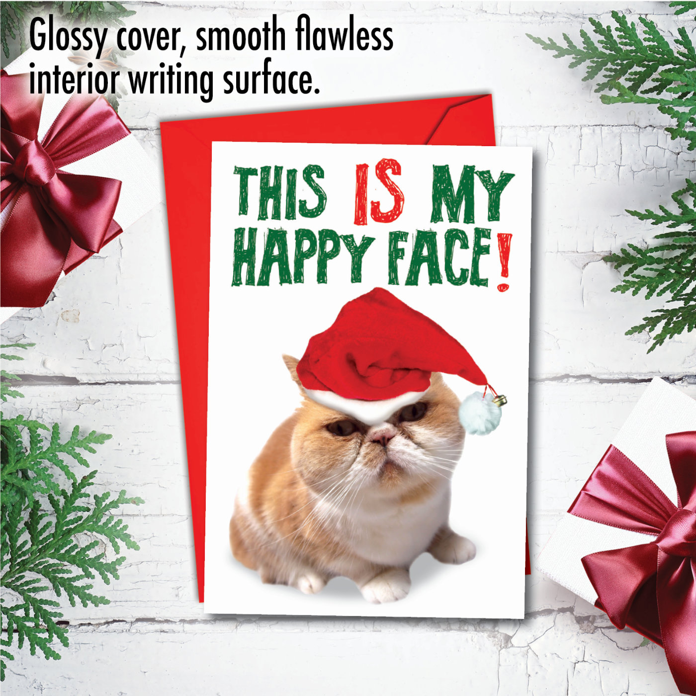 Happy Face: Funny Blank Card - Cat