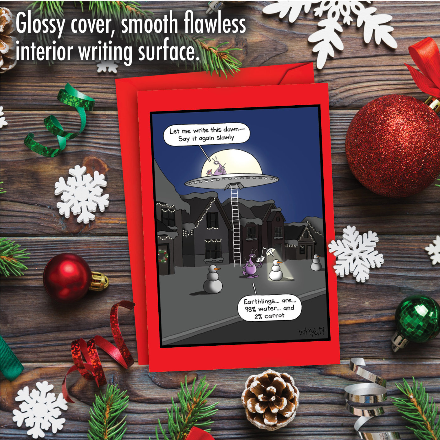 Alien Analysis: Hilarious Merry Christmas Printed Greeting Card