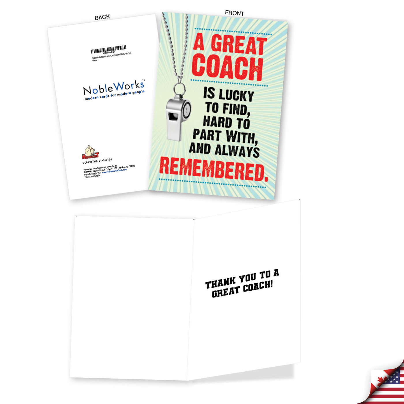 Best Coach: Funny Thank You Variety Pack of 3 Cards