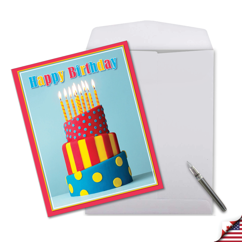 Bold Bright Cakes - Tiered: Beautiful Birthday Large Greeting Card