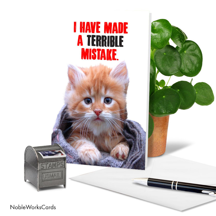 Cat Terrible Mistake: Hilarious Sorry Greeting Card