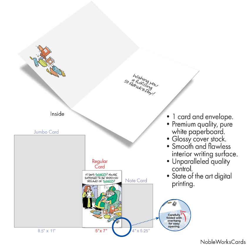 Irish Snakes: Hilarious St. Patrick's Day Printed Card