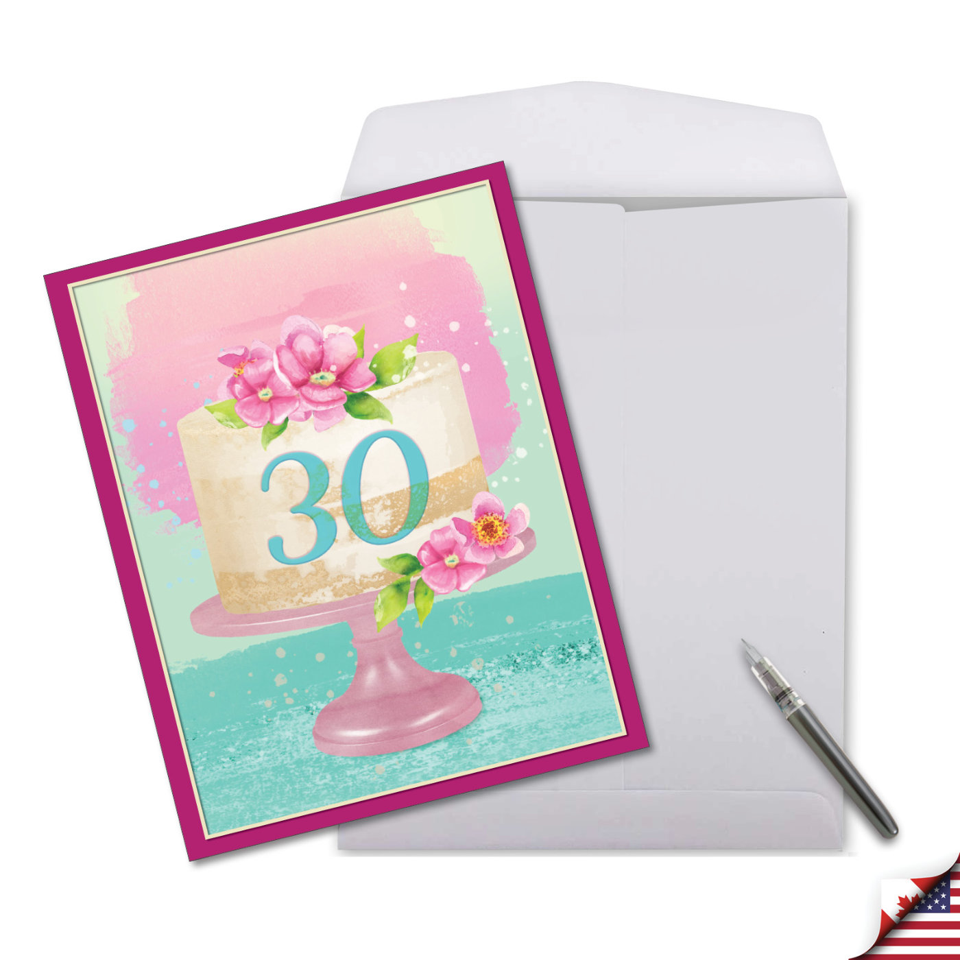 Number Cake 30: Artful Milestone Birthday Large Greeting Card