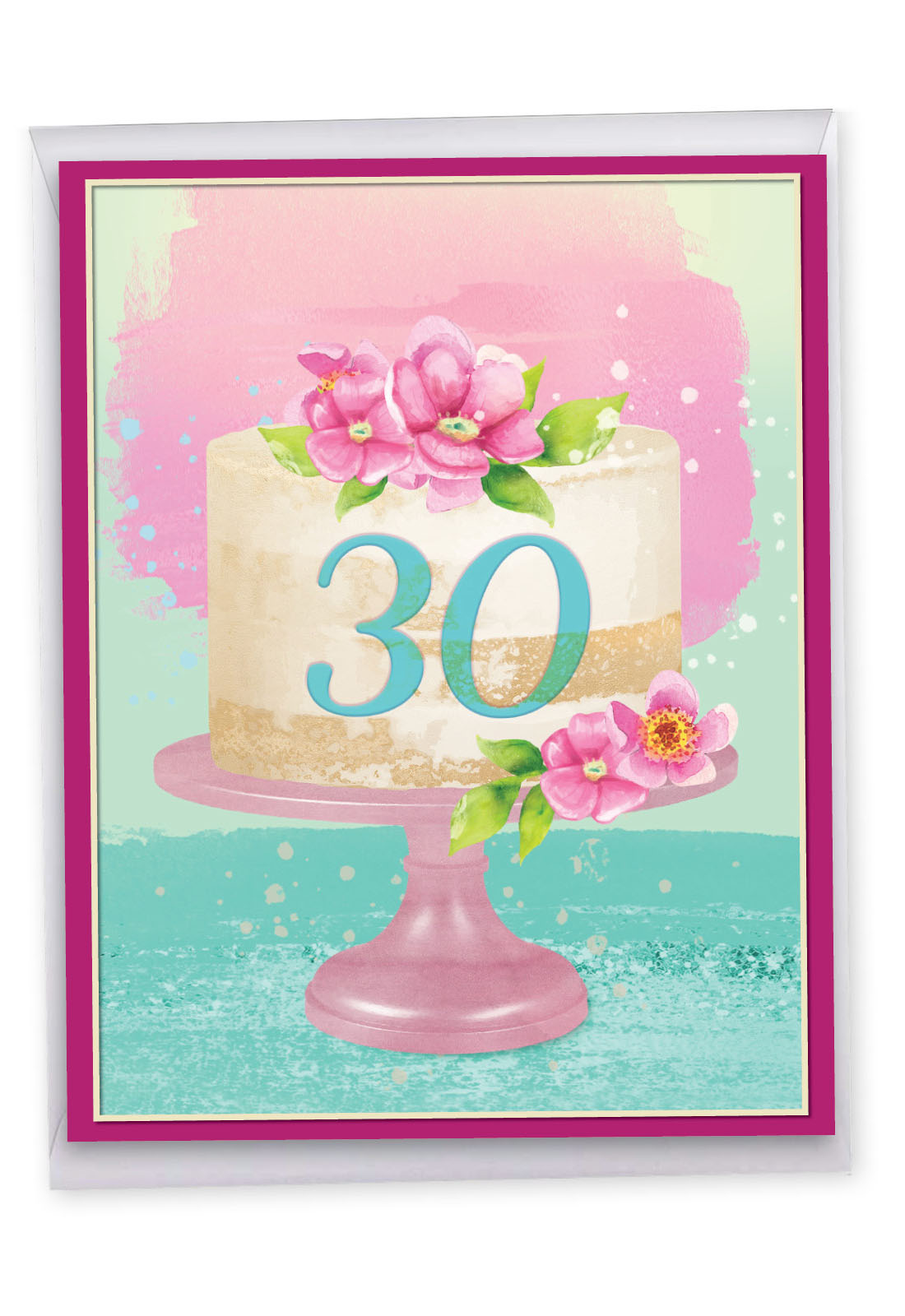 Number Cake 30: Artful Milestone Birthday Large Greeting Card
