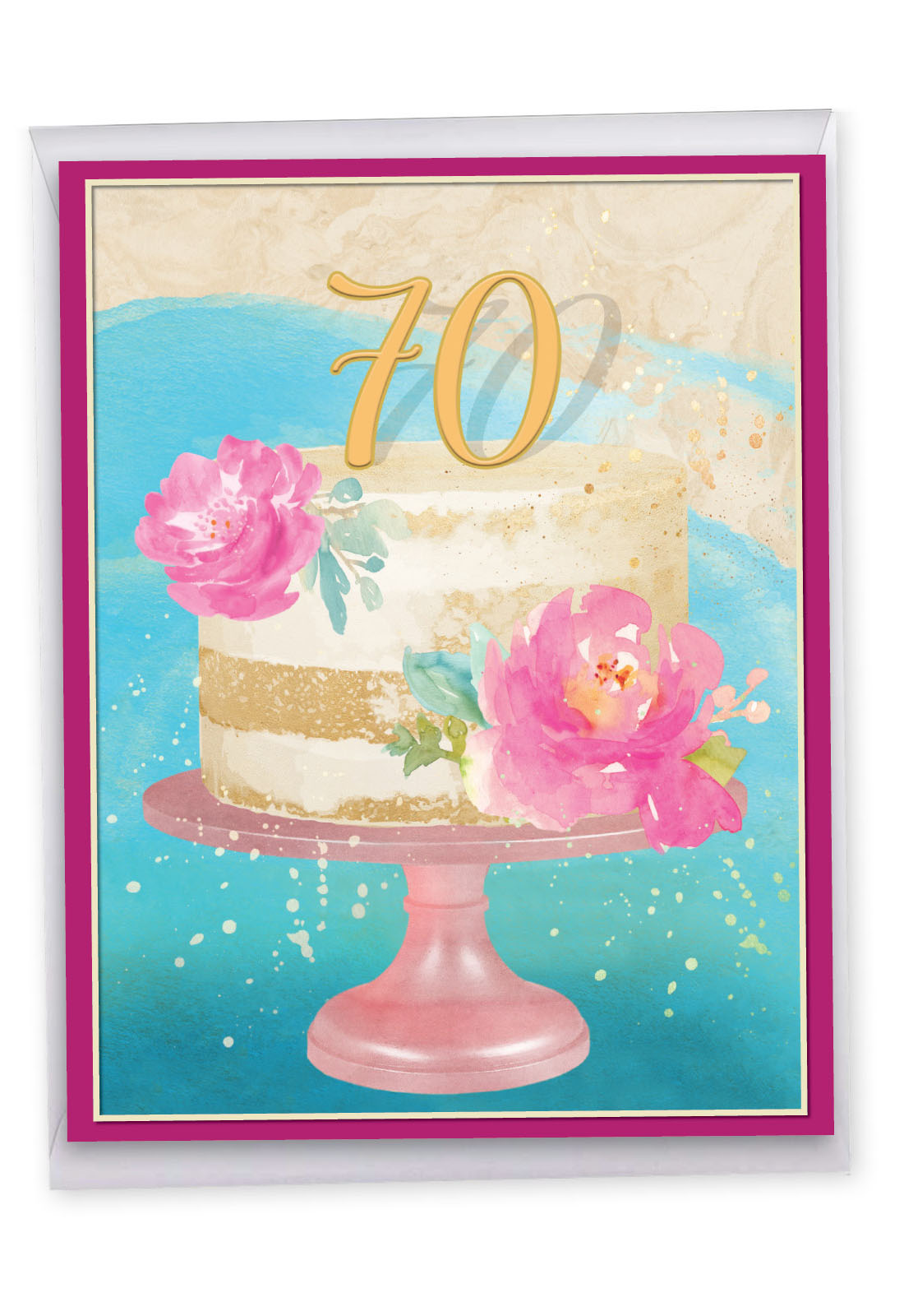 Number Cake 70: Artistic Milestone Birthday Jumbo Printed Greeting Card