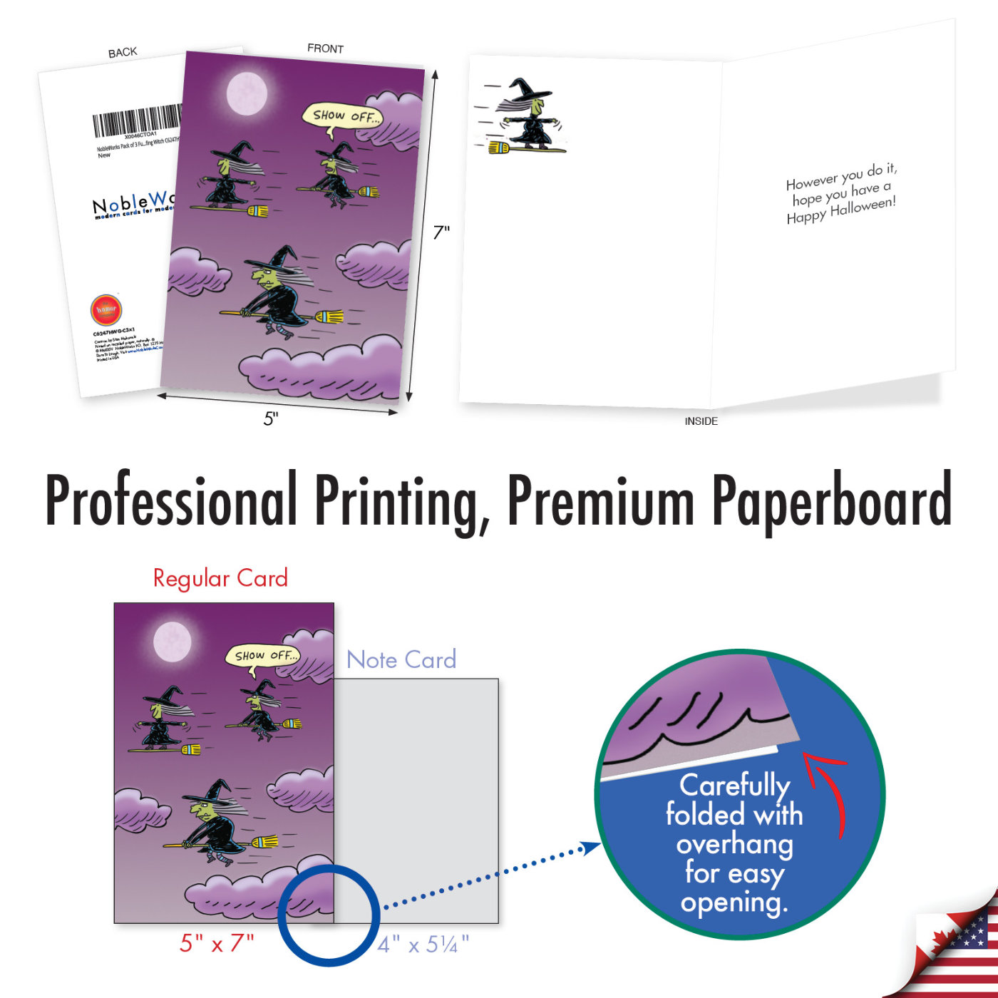 Surfing Witch: Hilarious Halloween Pack of 3 Cards