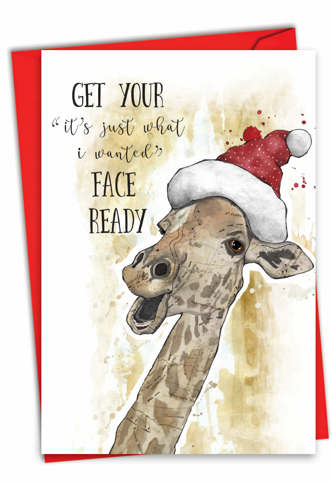 Holiday Fake Face: Funny Merry Christmas Card - Giraffe
