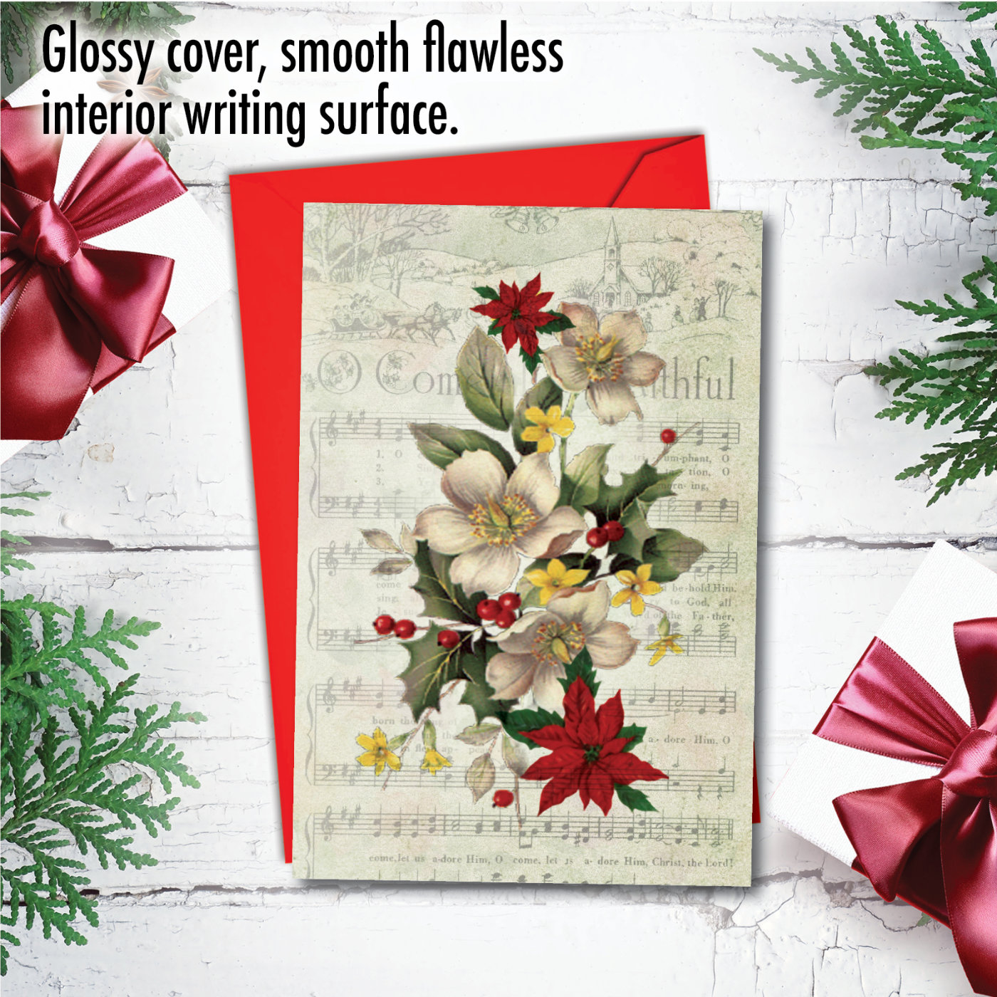 Holly Notes: Stylish Christmas Thank You Greeting Card