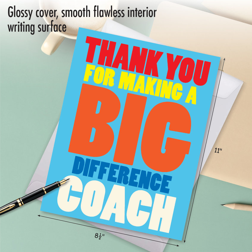 Big Difference Coach: Humorous Thank You Over-sized Paper Greeting Card