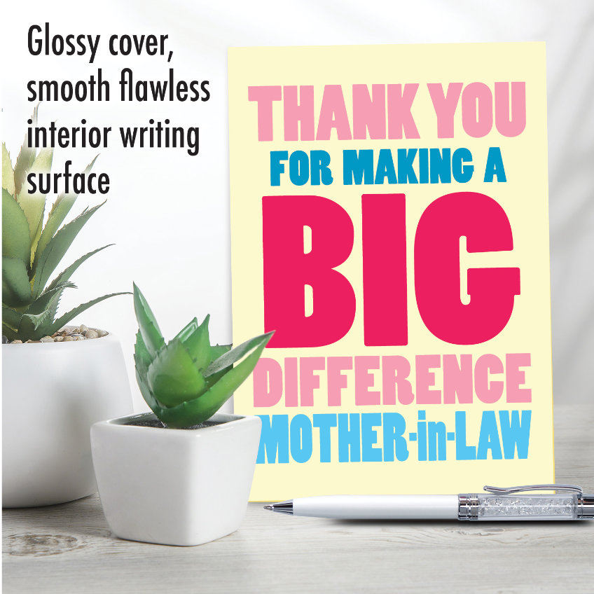 Big Difference Mother-in-Law: Humorous Thank You Paper Greeting Card
