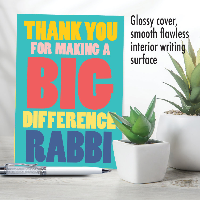 Big Difference Rabbi: Humorous Thank You Paper Greeting Card