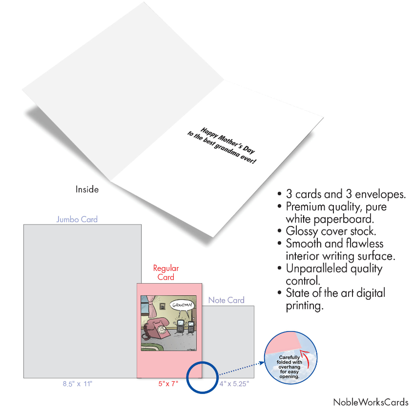 Grandma Phone: Humorous Mother's Day Pack of 3 Cards