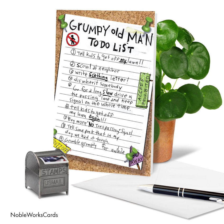 Grumpy Old Man List: Humorous All Occasions Blank Card