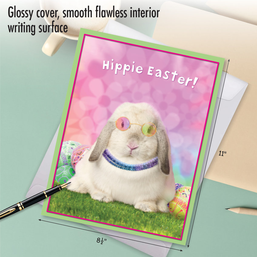 Hippie Rabbit: Humorous Easter Over-sized Paper Greeting Card