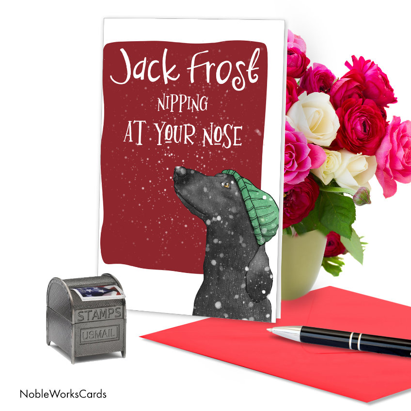 Holiday Dog Antics - Jack Frost: Creative Merry Christmas Card