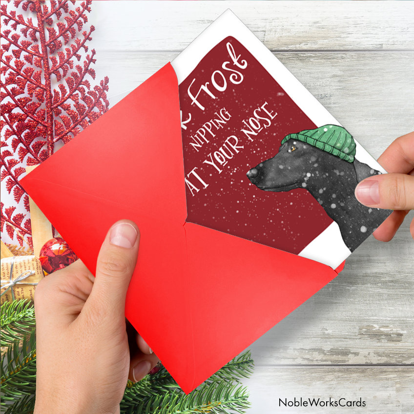 Holiday Dog Antics - Jack Frost: Creative Merry Christmas Card