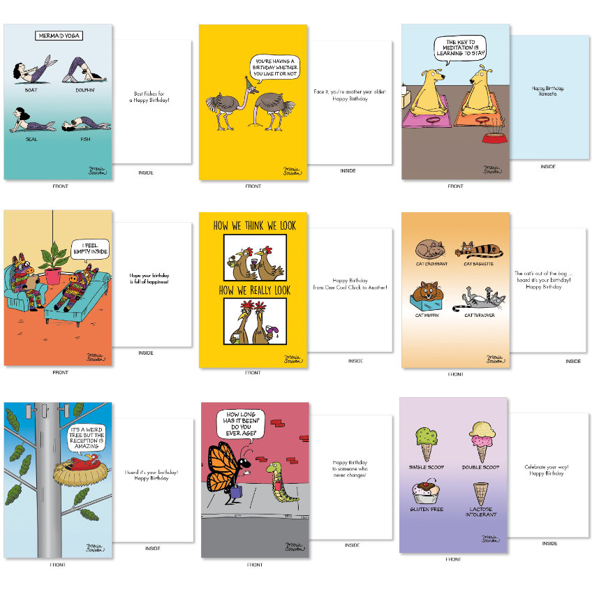 Maria Scrivan's Celebrations: Humorous Birthday Assortment of 36 Cards