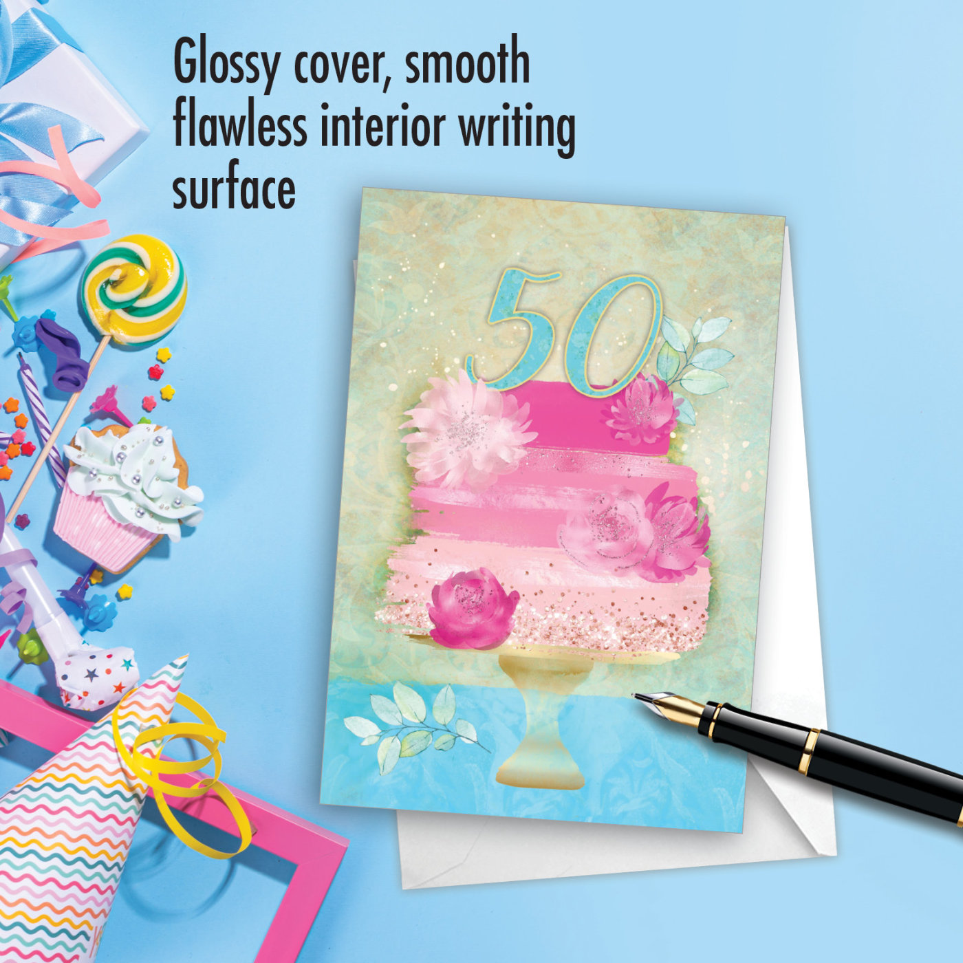 Number Cake 50: Stylish Milestone Birthday Card