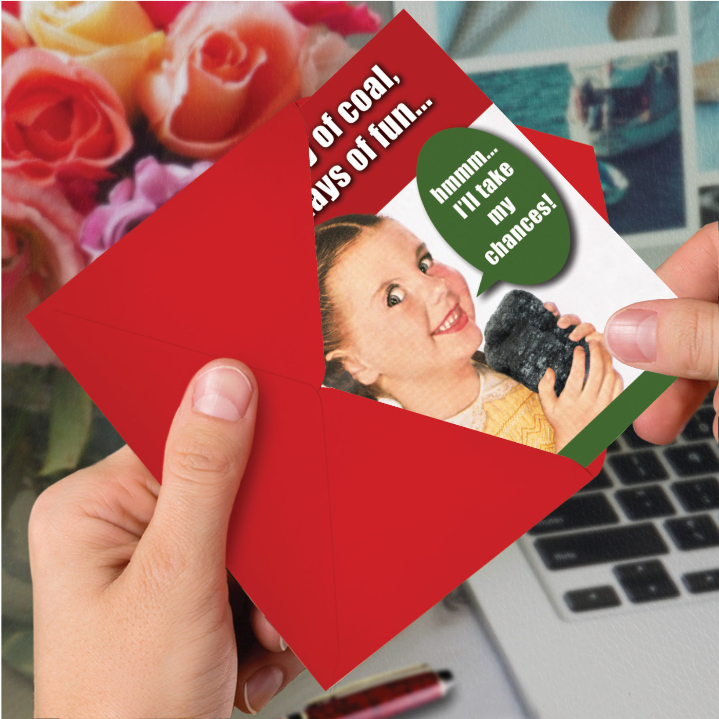 One Day Of Coal: Humorous Christmas Thank You Paper Greeting Card