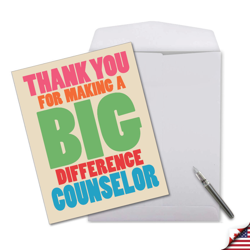 Big Difference Counselor: Hysterical Thank You Large Greeting Card
