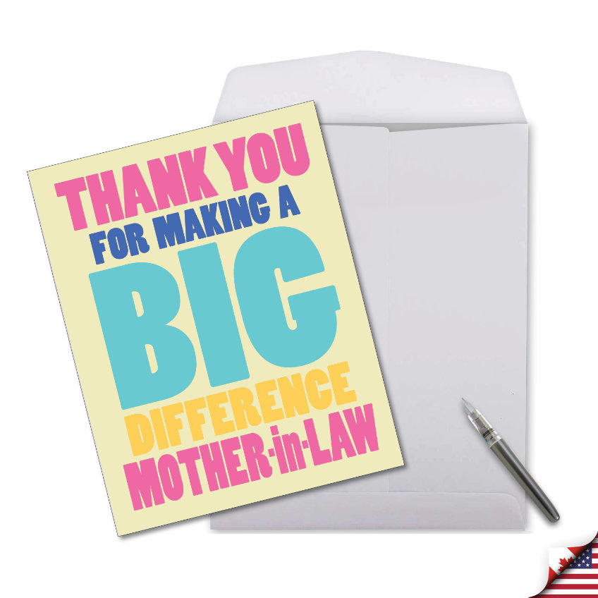 Big Difference Mother-in-Law: Hysterical Thank You Jumbo Printed ...