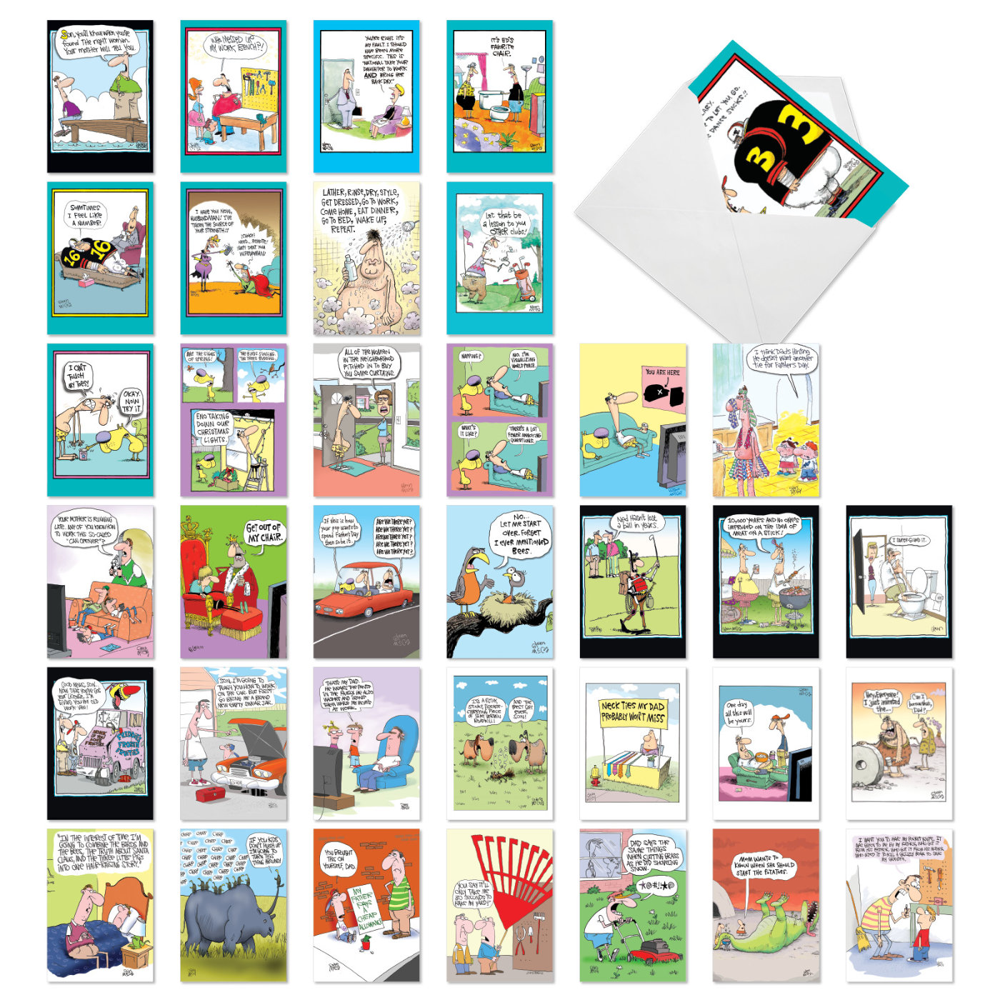 McCoy Bros. Fun Dads: Funny Father's Day Assortment of 36 Cards - Bird, Dog