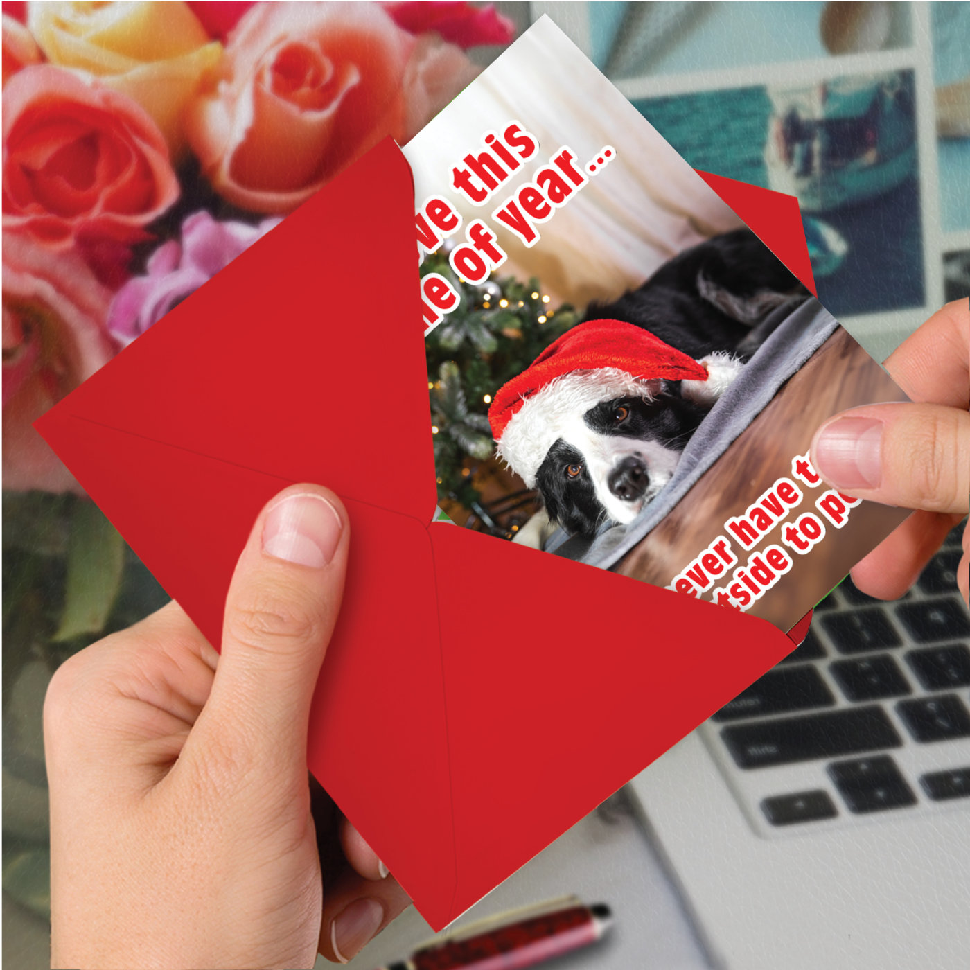 Never Go Outside: Hysterical Merry Christmas Printed Greeting Card