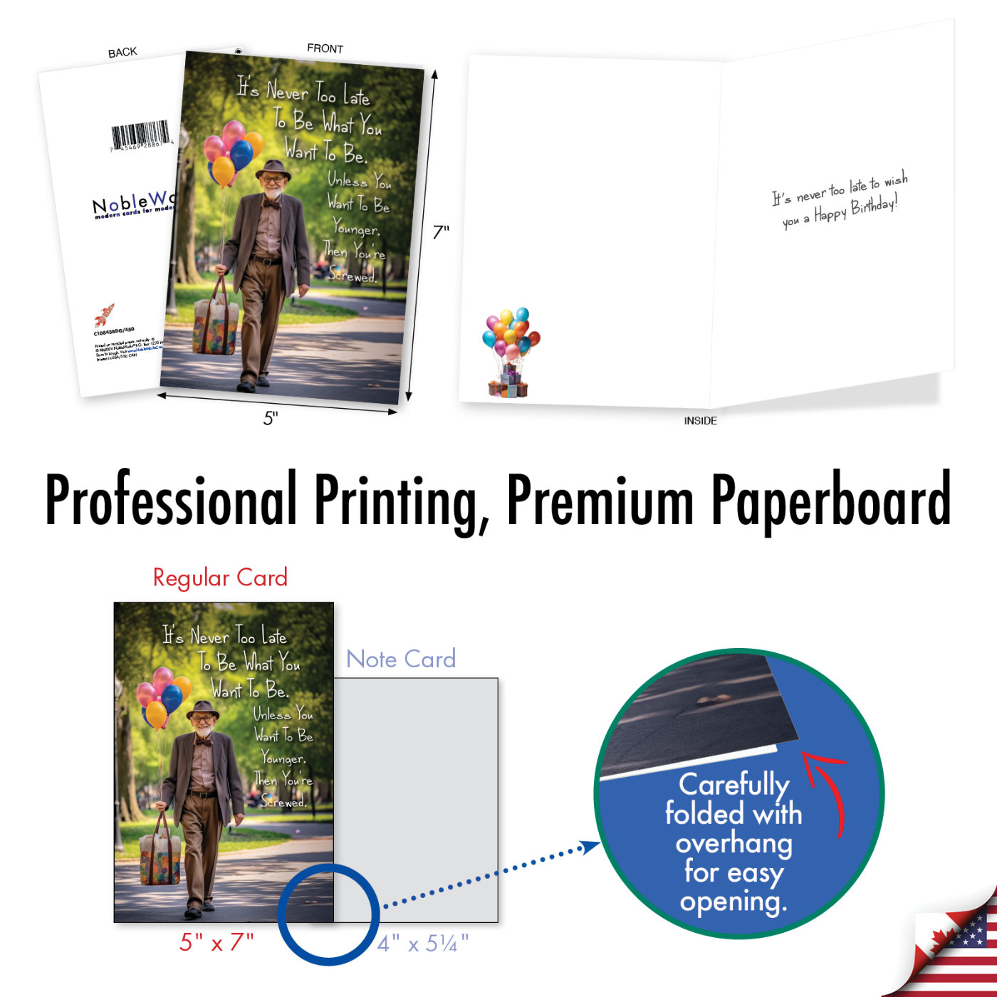 Never Too Late Man: Hysterical Birthday Printed Greeting Card