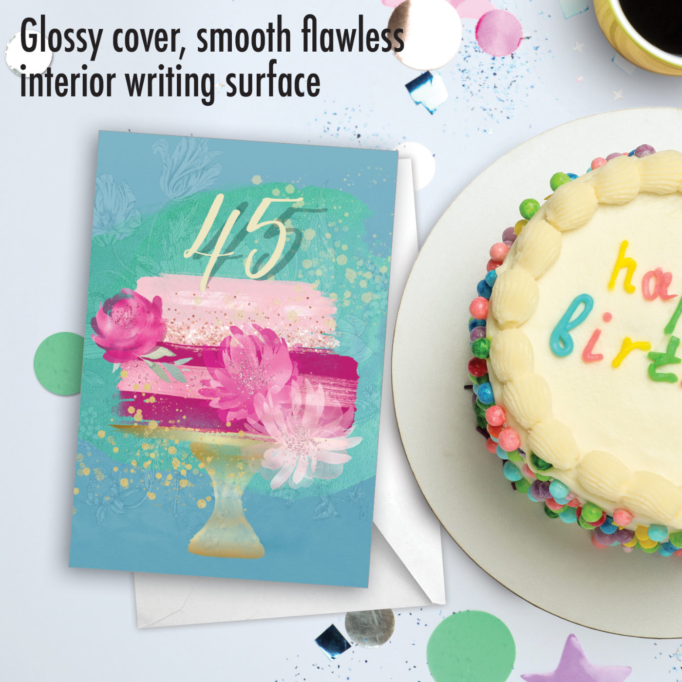 Number Cake 45: Creative Milestone Birthday Greeting Card
