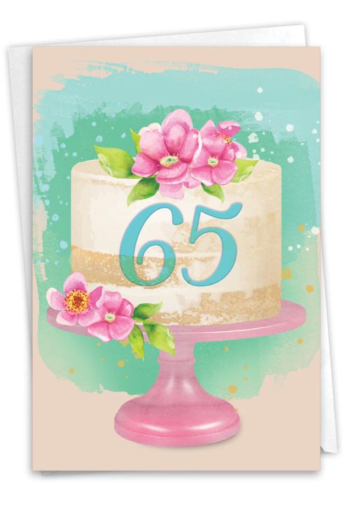 Number Cake 65: Artful Milestone Birthday Printed Card