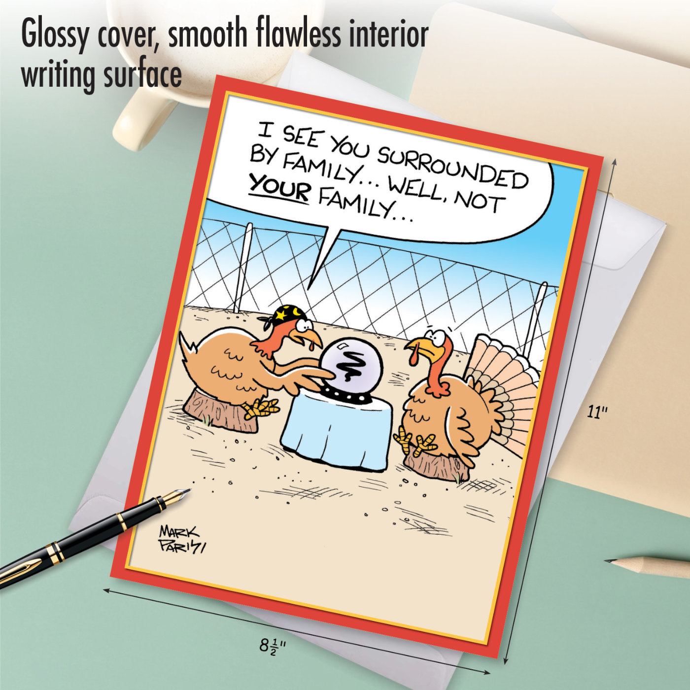 Turkey Fortune Teller: Funny Thanksgiving Large Greeting Card