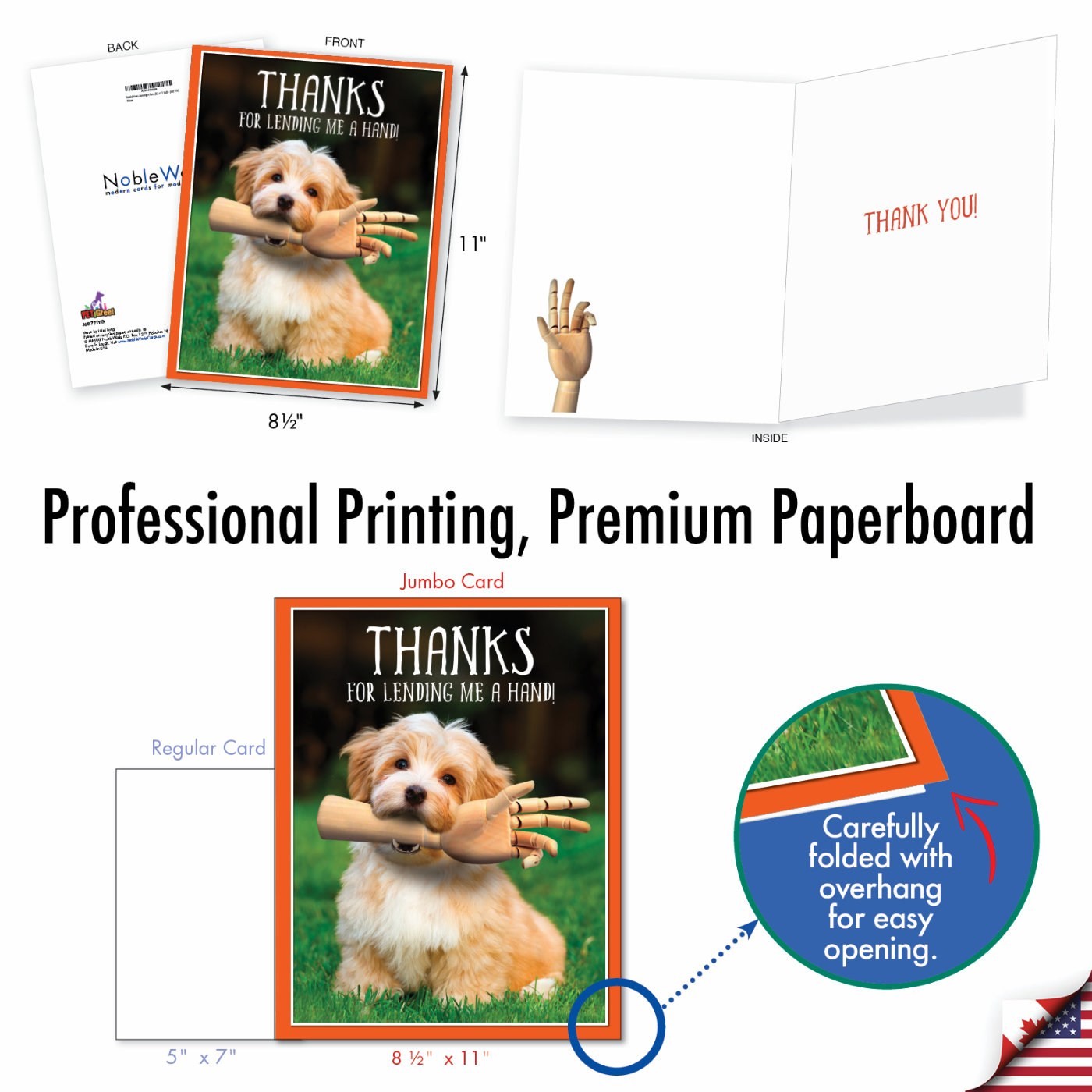 Lending A Hand: Humor Thank You Over-sized Greeting Card - Dog