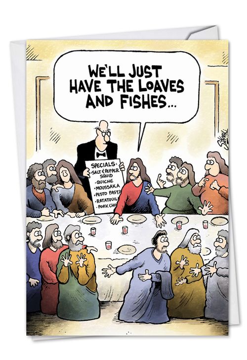 Loaves And Fishes Easter Funny Greeting Card