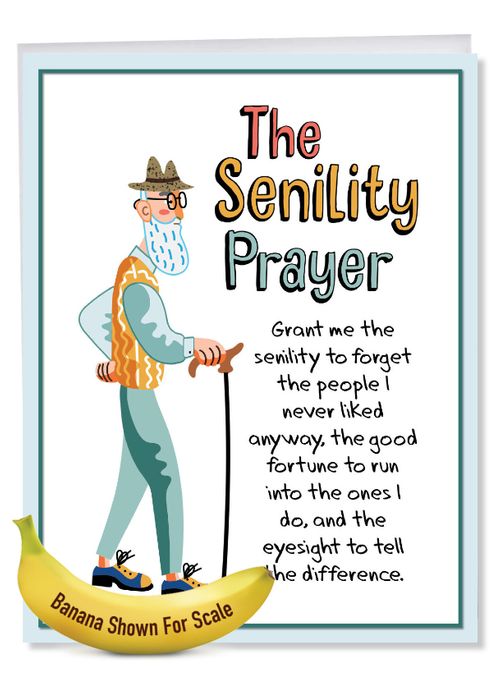Man's Senility Prayer: Humorous Birthday Over-sized Paper Greeting Card
