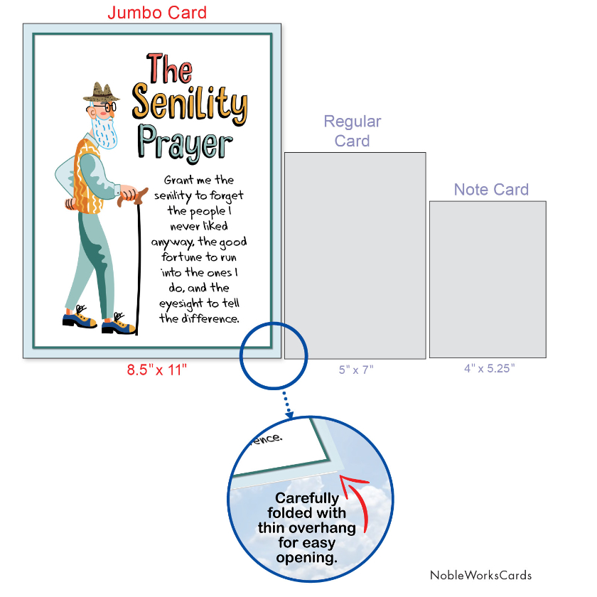 Man's Senility Prayer: Humorous Birthday Over-sized Paper Greeting Card