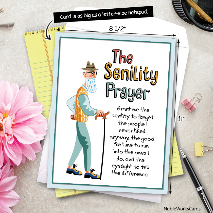 Man's Senility Prayer: Humorous Birthday Over-sized Paper Greeting Card