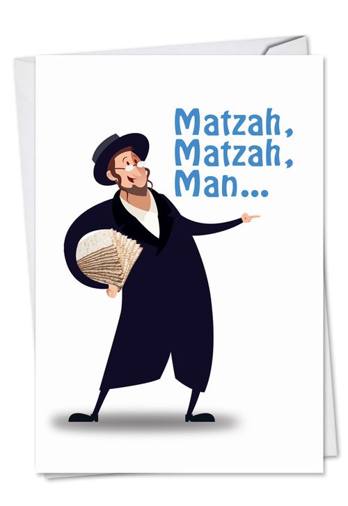 Matzah Man Red Rocket Passover Paper Card