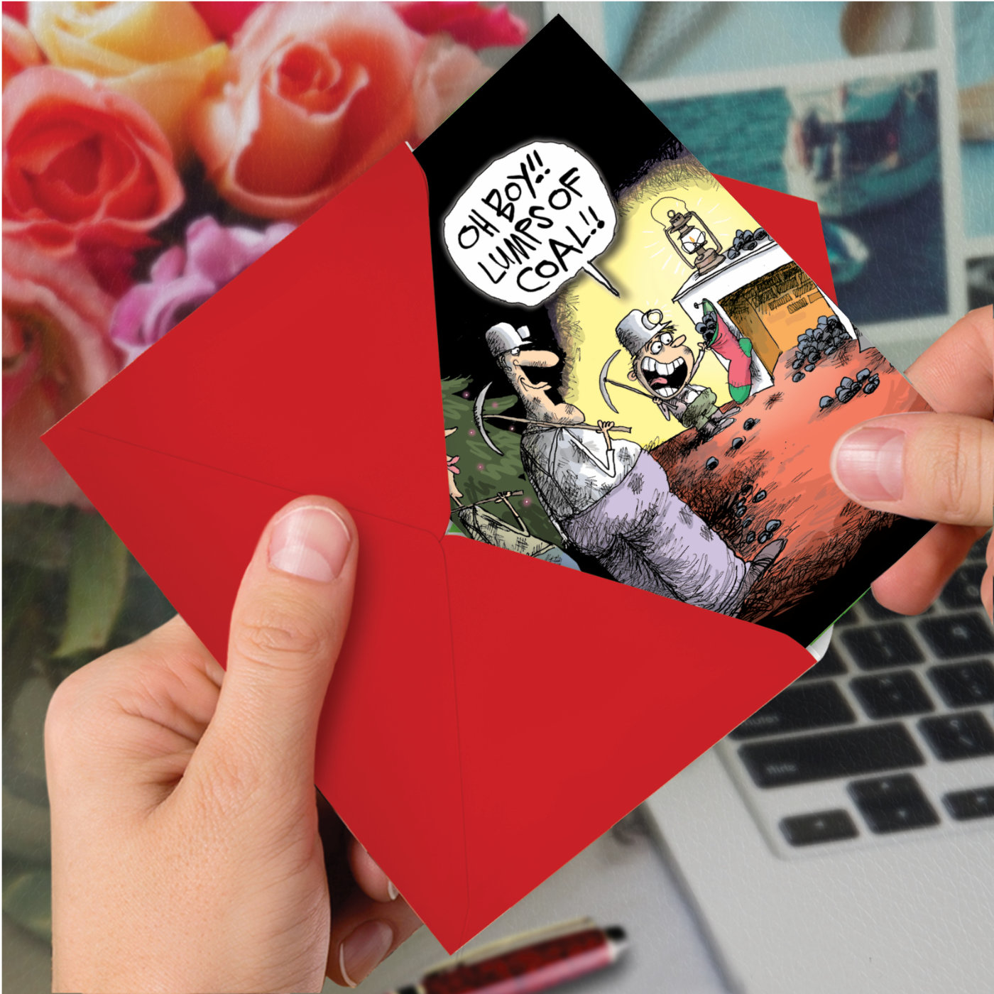 Miners and Coal: Funny Christmas Greeting Card