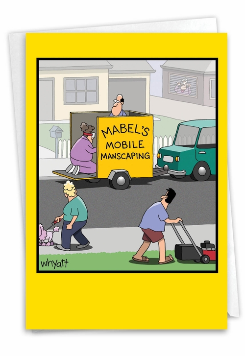 Mobile Manscaping Cartoons Birthday Card Tim Whyatt