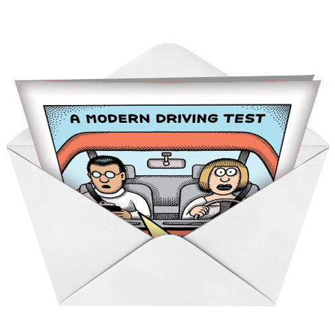 Modern Driving Test Cartoons Blank Card Andrew Singer