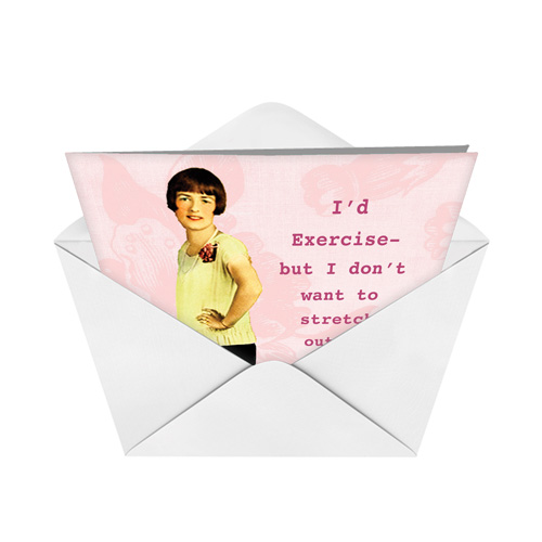 New Yoga Pants Picture Birthday Paper Card Debbie Tomassi