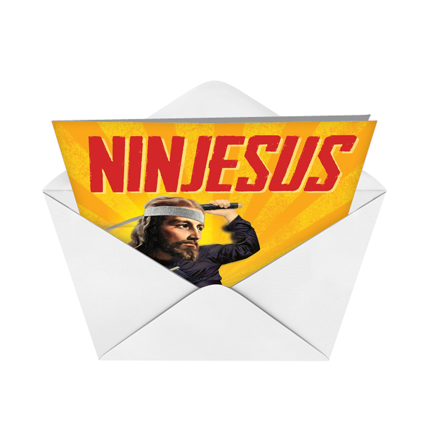 Ninjesus Red Rocket Not Greeted Greeting Card