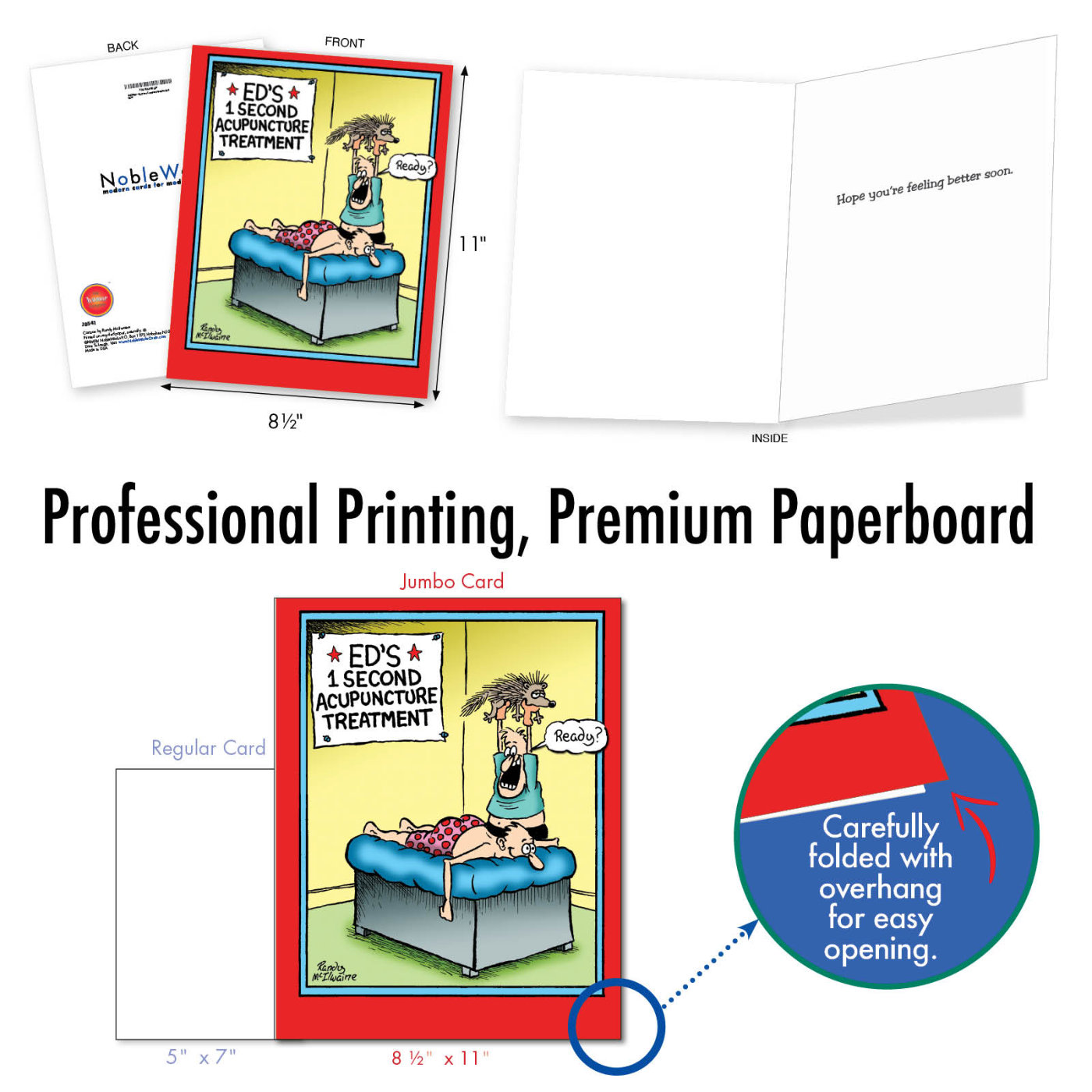 Porcupine Acupuncture: Humor Get Well Jumbo Greeting Card