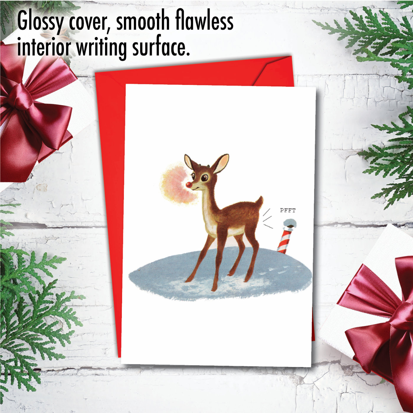 Rudolph Fart: Humor Christmas Greeting Card - Reindeer