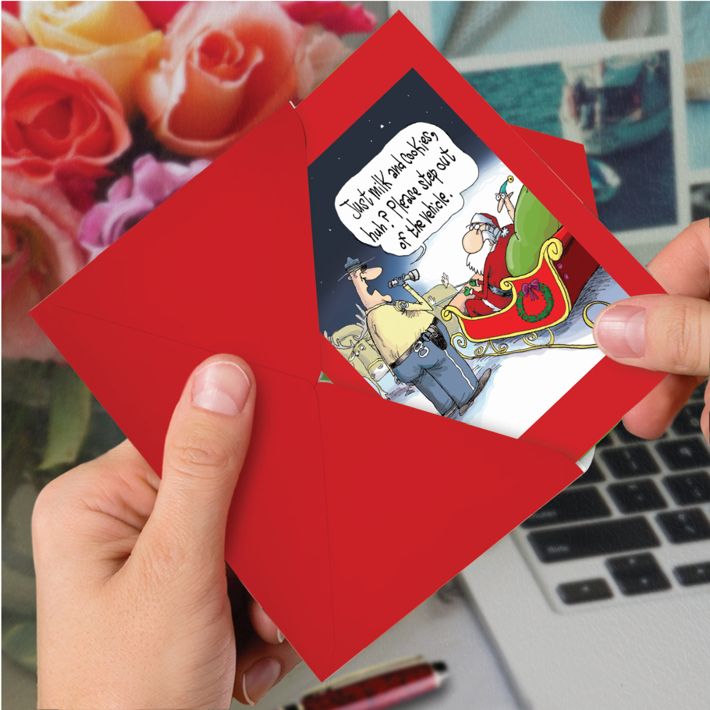 Santa DUI: Humor Christmas Greeting Card - Reindeer