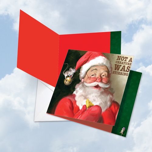 Santa Mouse Stirring: Stylish Christmas Big Square-Top Paper Card