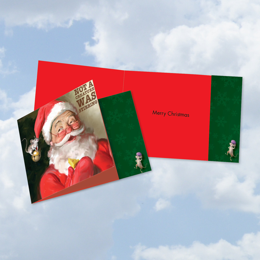 Santa Mouse Stirring: Creative Christmas Square-Top Printed Card