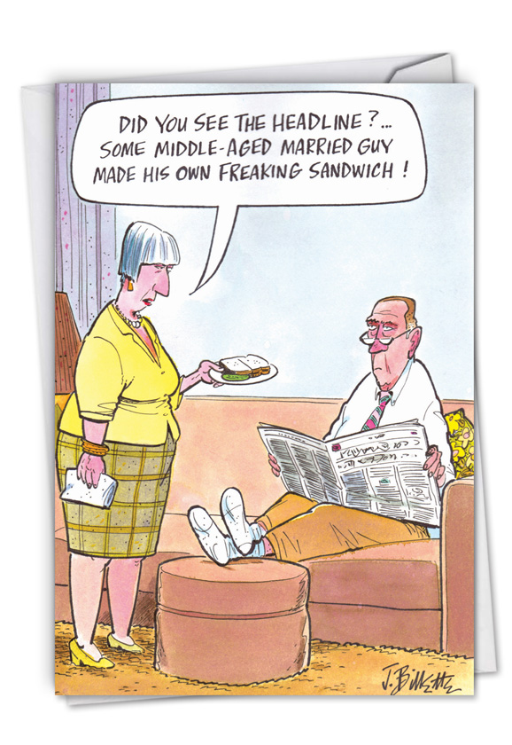 See The Headlines Cartoons Birthday Greeting Card John Billette